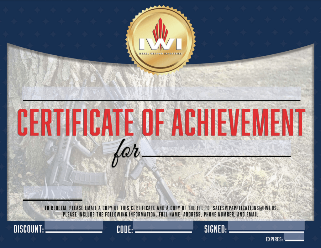 Certificate of Acheivement Redemption | IWI US